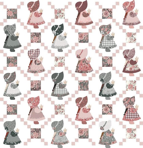 Wide Back A Walk on the Prairie Sunbonnet Sue White | Riley Blake Designs